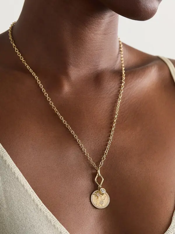 SYDNEY EVAN Icon Combo 14-karat Diamond And Enamel Necklace