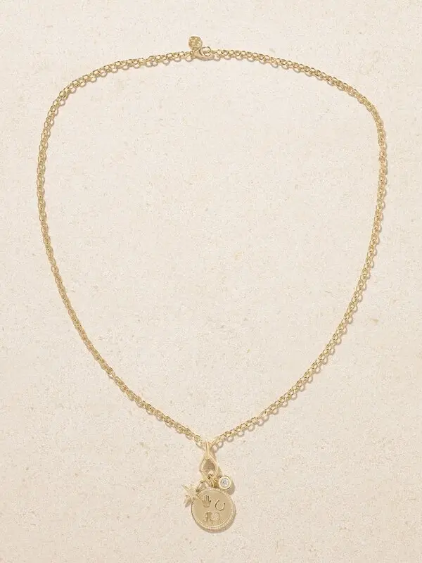 SYDNEY EVAN Icon Combo 14-karat Diamond And Enamel Necklace