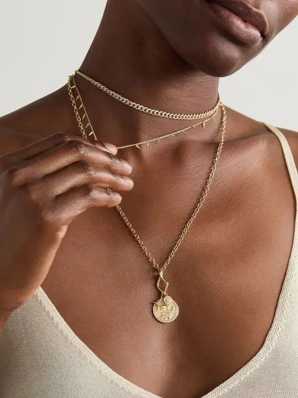 SYDNEY EVAN Icon Combo 14-karat Diamond And Enamel Necklace