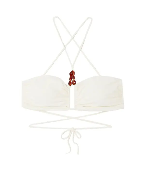 Magda Butrym Bead-embellished Bikini Top - Cream
