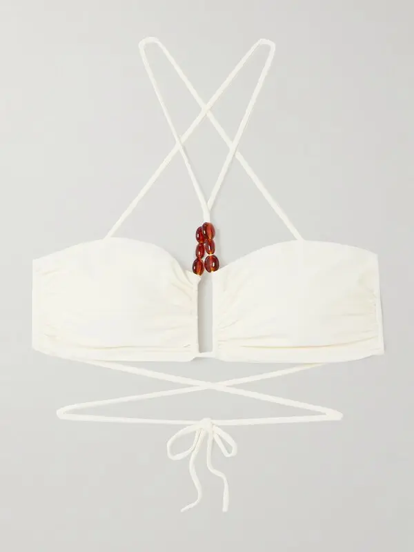 Magda Butrym Bead-embellished Bikini Top - Neutrals