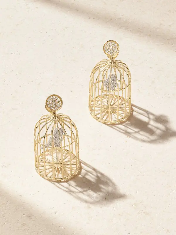 SYDNEY EVAN Albert Cage Diamond Earrings - Gold