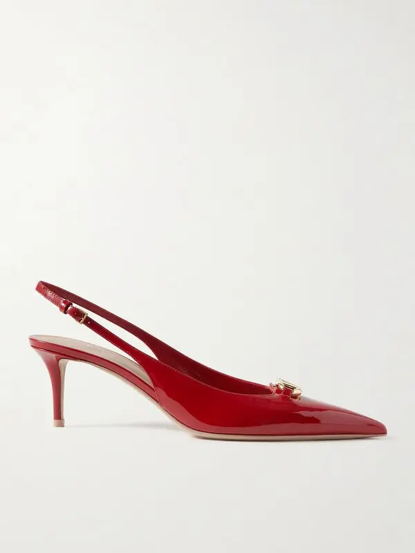Valentino Garavani Vlogo Bold 60 Patent-leather Slingback Pumps