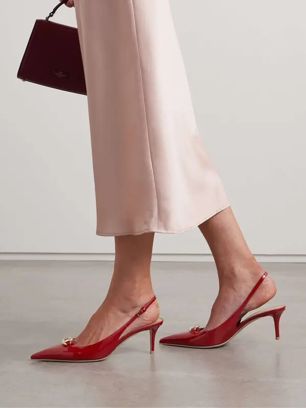 Valentino Garavani Vlogo Bold 60 Patent-leather Slingback Pumps