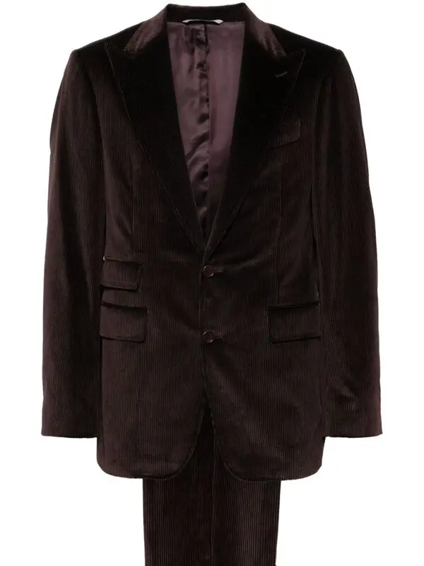 Canali Corduroy Single-breasted Suit - Red