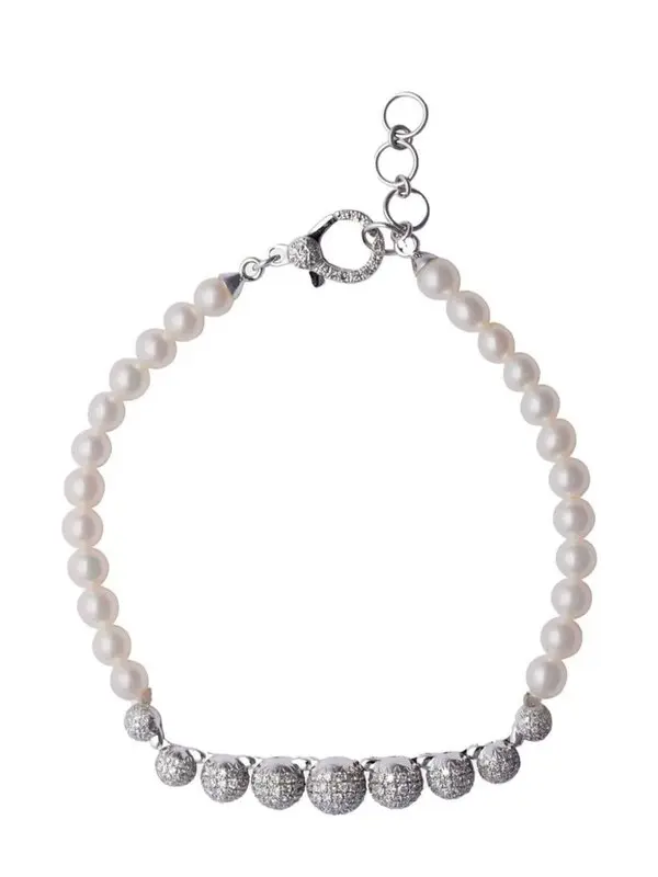 Shay 18kt Gold Pearl And Diamond Bracelet - White