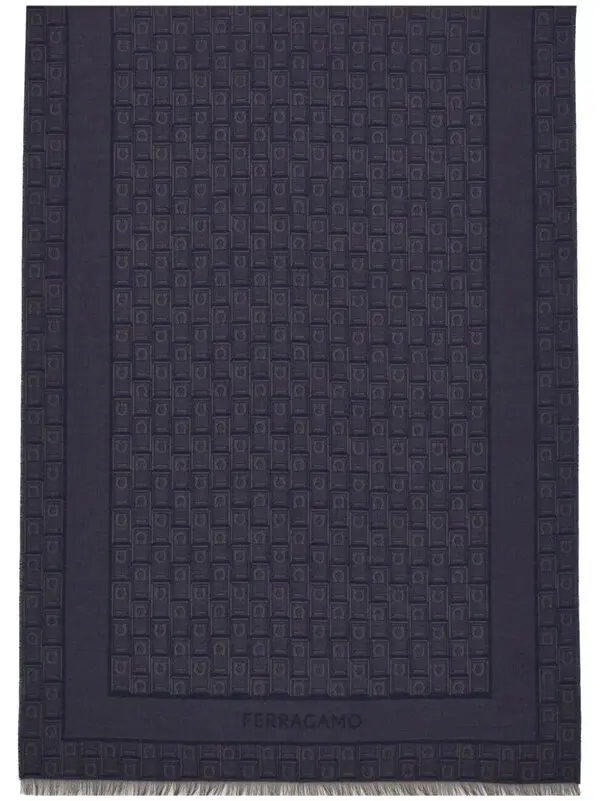 FERRAGAMO Gancini-jacquard Stole - Blue