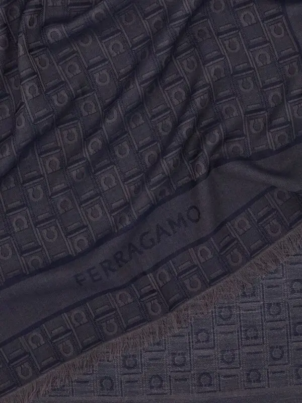 FERRAGAMO Gancini-monogram Jacquard Stole - Blue