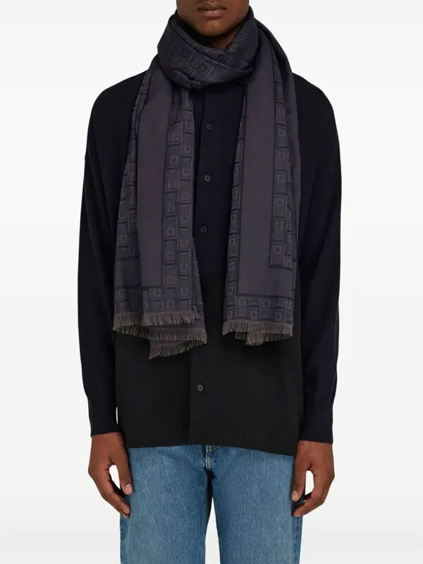 FERRAGAMO Gancini-monogram Jacquard Stole - Blue
