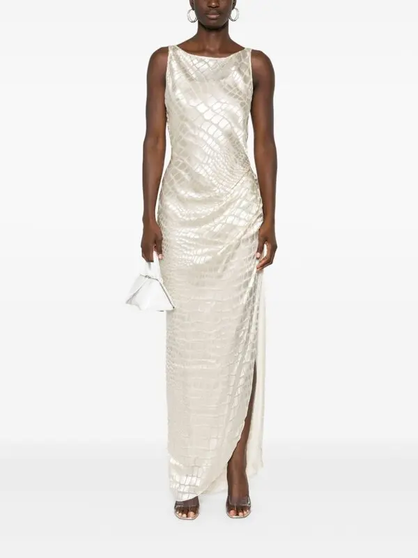 Blumarine Devoré-effect Sleeveless Dress
