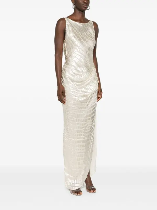Blumarine Devoré-effect Sleeveless Dress