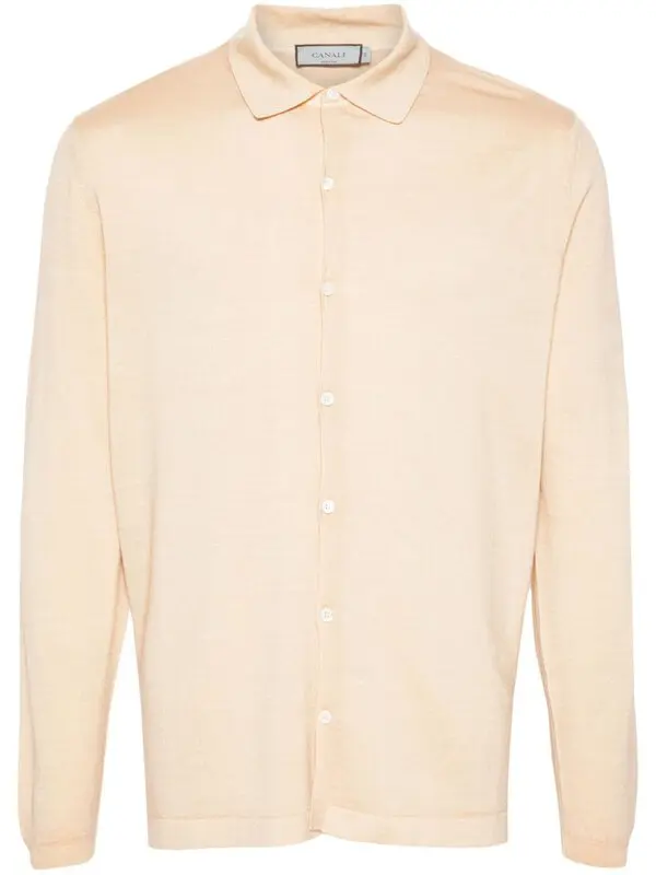 Canali Polo-collar Cardigan - Orange