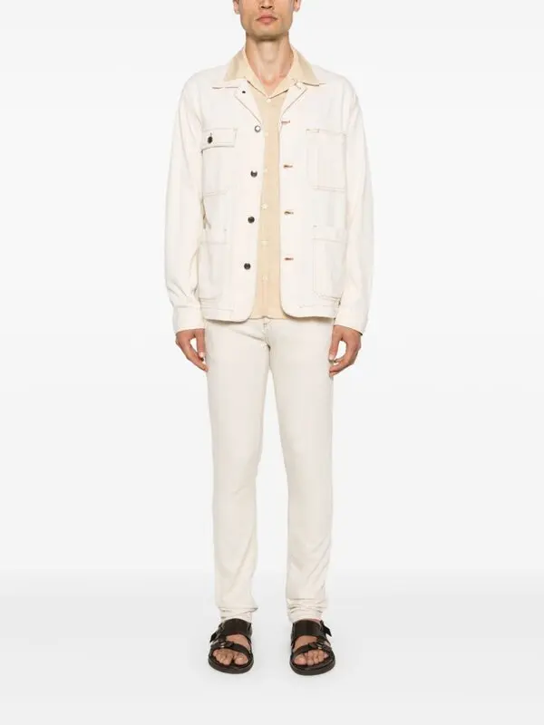 Canali Polo-collar Cardigan - Orange