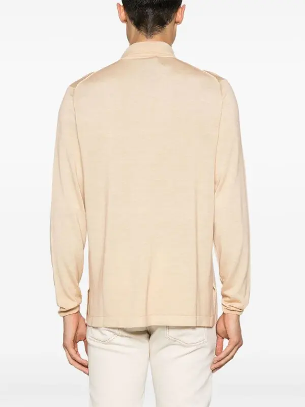 Canali Polo-collar Cardigan - Orange