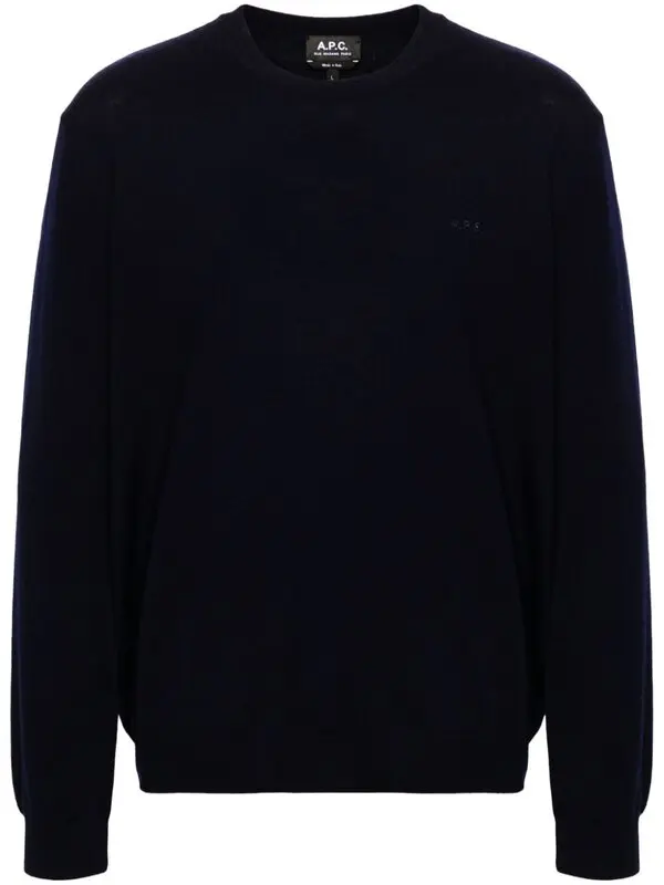 A.p.c. Logo-embroidered Sweater - Blue