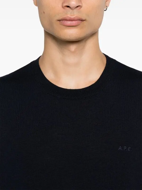 A.p.c. Logo-embroidered Sweater - Blue