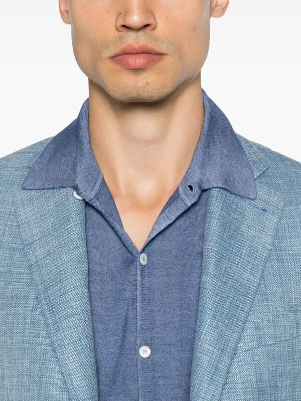 Canali Polo-collar Cardigan - Blue