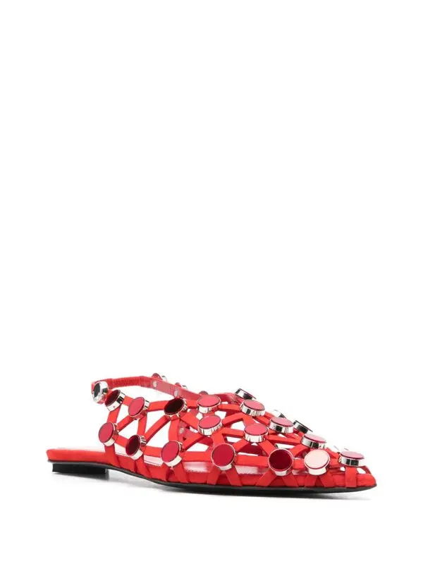 Attico Grid Ballet Flats - Red