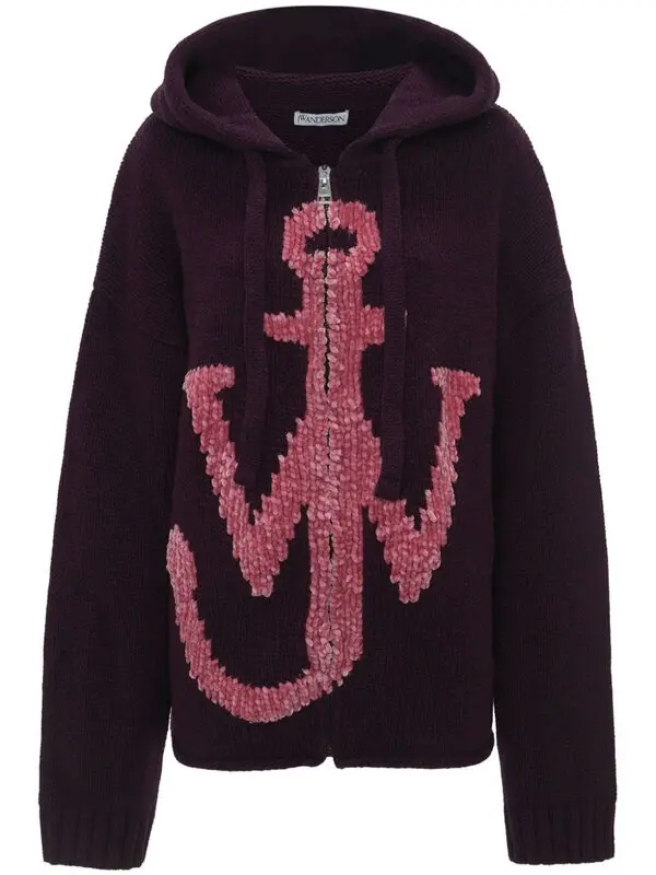 JW Anderson Anchor Logo Zip Hoodie - Purple