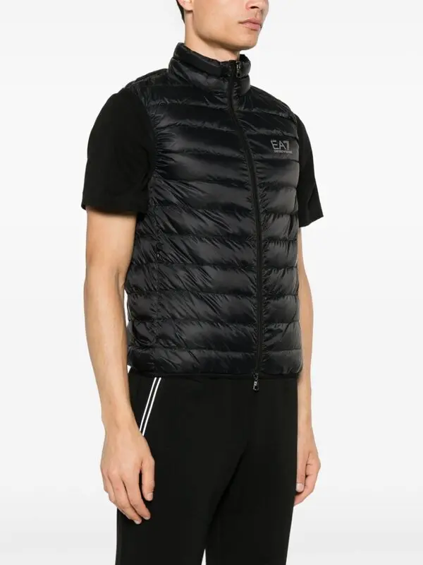 EA7 Logo-print Padded Gilet - Black