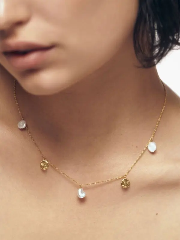 Monica Vinader Capri Pearl Necklace - Gold