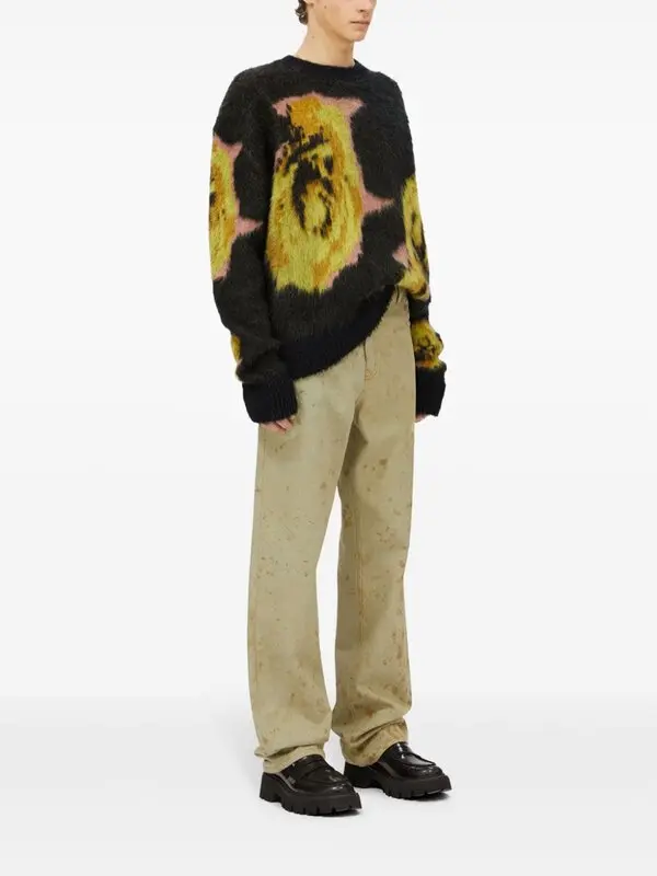 MSGM Rose Intarsia Print Jumper - Black