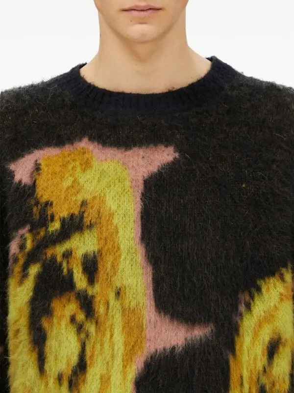 MSGM Rose Intarsia Print Jumper - Black