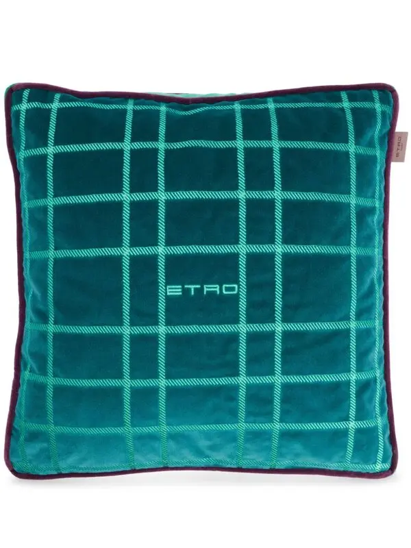 Etro Logo Plush-finish Cushion - Green