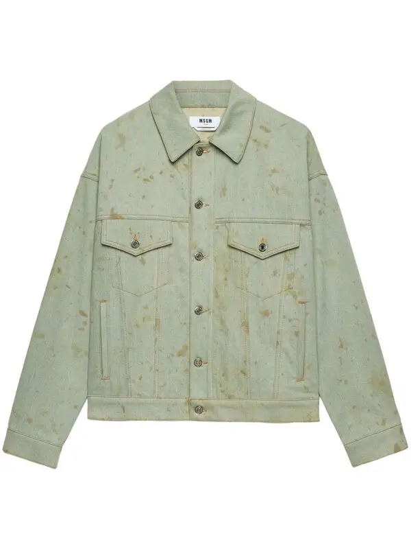 MSGM Stained Denim Jacket - Blue
