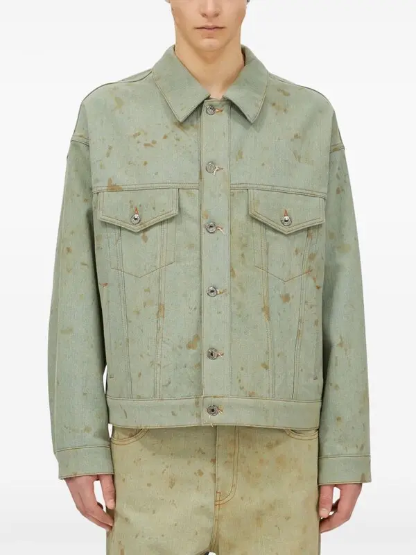 MSGM Stained Denim Jacket - Blue