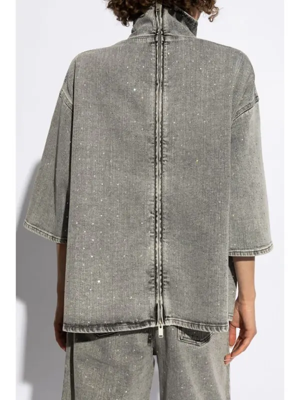 Fabiana Filippi Rhinestone-embellished Denim Top