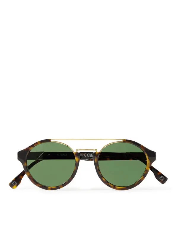 Fendi Round-frame Gold-tone And Acetate Sunglasses