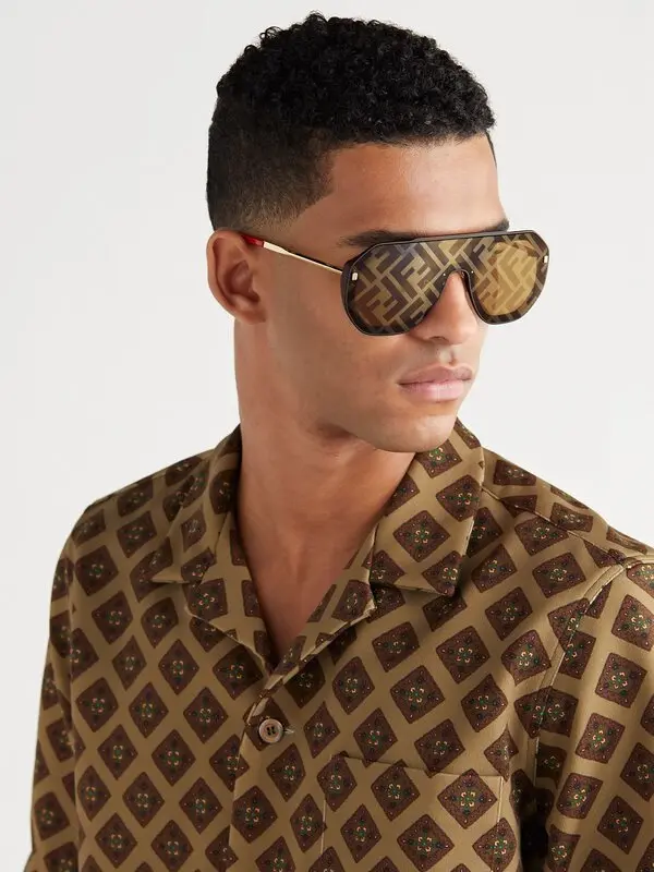 Fendi Aviator-Style Logo-Print Sunglasses In Black - 40% Off  display picture 1