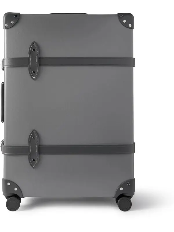 GLOBE-TROTTER 007 Leather-trimmed Check-in Suitcase - Gray