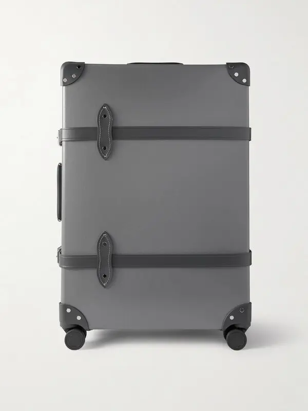GLOBE-TROTTER 007 Leather-trimmed Check-in Suitcase - Gray
