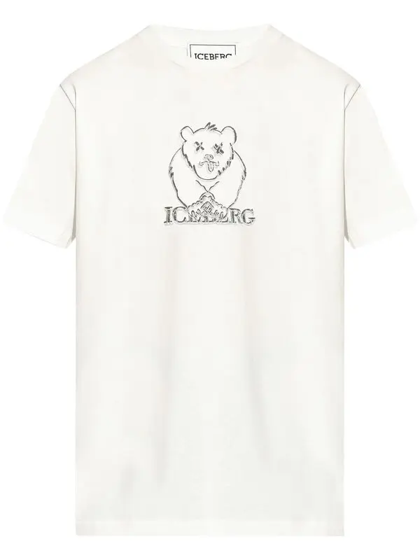 Iceberg Bear Embroidery T-shirt - Black