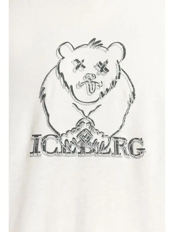 Iceberg Bear Embroidery T-shirt - Black