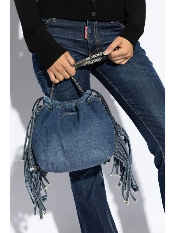 Moschino Denim Bucket Bag In Blue - 20% Off | Editorialist