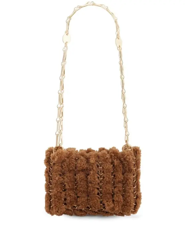 Rabanne 1969 Nano Shearling Shoulder Bag - Brown