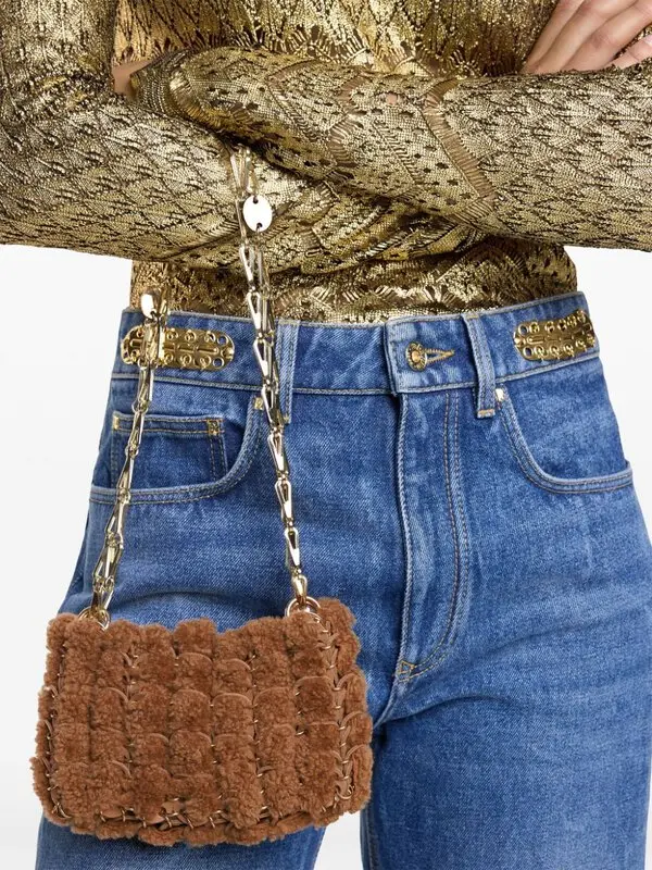 Rabanne 1969 Nano Shearling Shoulder Bag - Brown