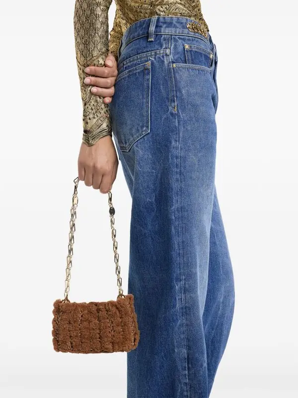 Rabanne 1969 Nano Shearling Shoulder Bag - Brown