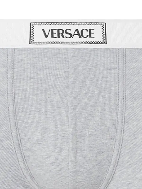 Versace 90s Logo Ribbed Boxers - Grey