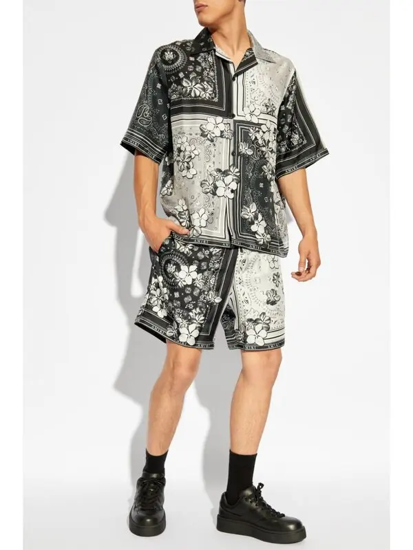 Amiri Bandana Floral Silk Shorts