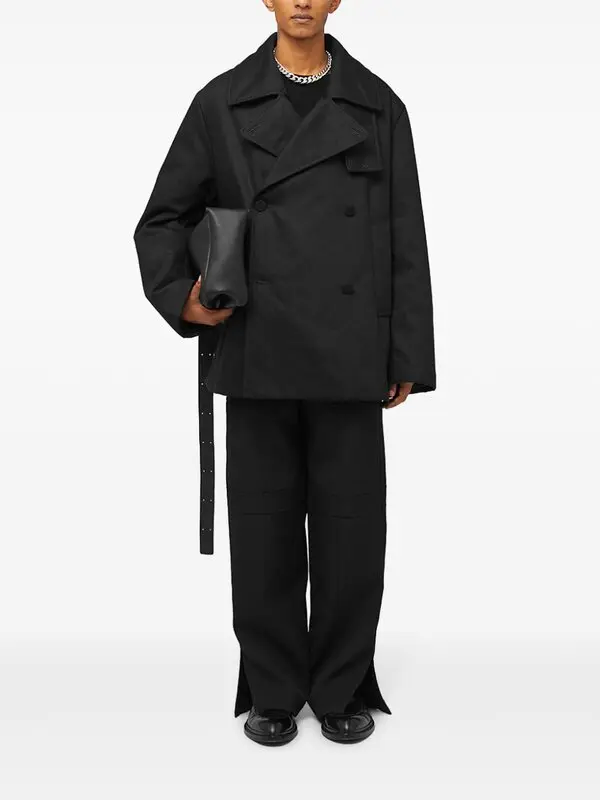 JIL SANDER Double-breasted Cotton Coat - Black