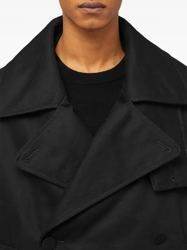 JIL SANDER Double-breasted Cotton Coat - Black