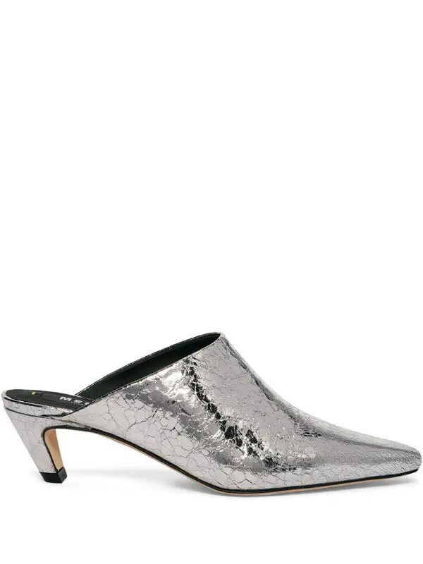 MSGM Metallic Leather Mules