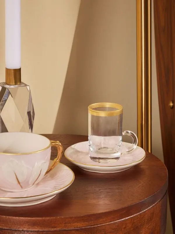 VILLARI Floral Glass And Saucer Set