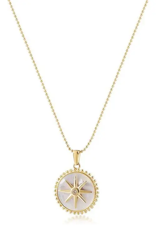 JANE BASCH DESIGNS North Star Mother-of-pearl Pendant Ball Chain Necklace - Gold