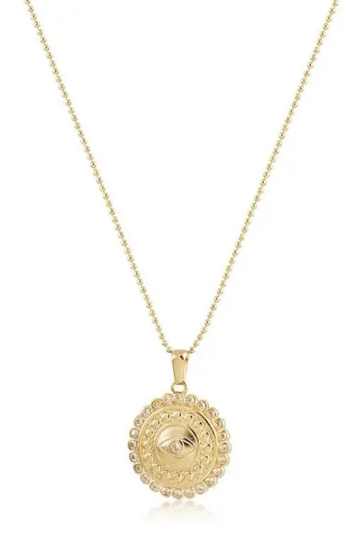 JANE BASCH DESIGNS Evil Eye Medallion Necklace - Gold