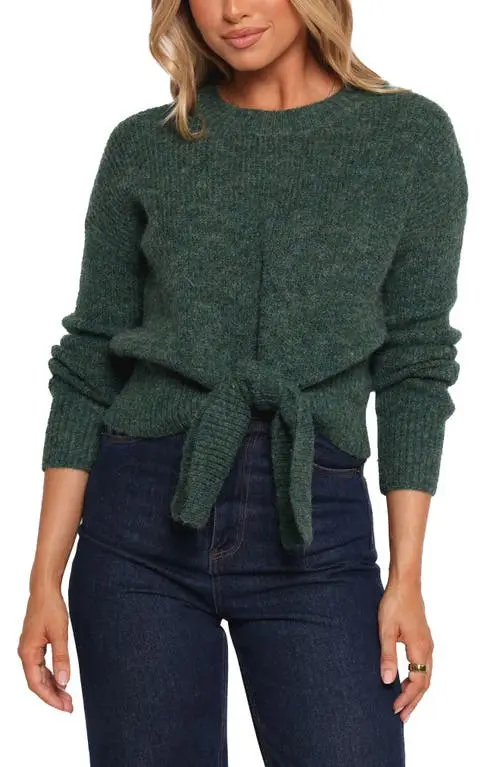 PETAL & PUP Captivate Tie Hem Sweater - Emerald